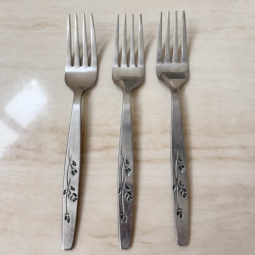 3pc VTG Rose Vine Japan Stainless Flatware UNF205 Salad Fork 6 3/8 ...