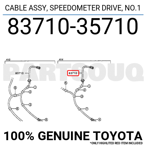 8371035710 Genuine Toyota CABLE ASSY, SPEEDOMETER DRIVE, NO.1 83710 ...