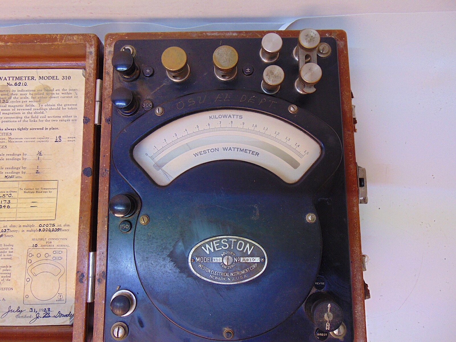 Weston Electrical Wattmeter Model 310 No. 6910 In Wooden Box S5402 | eBay