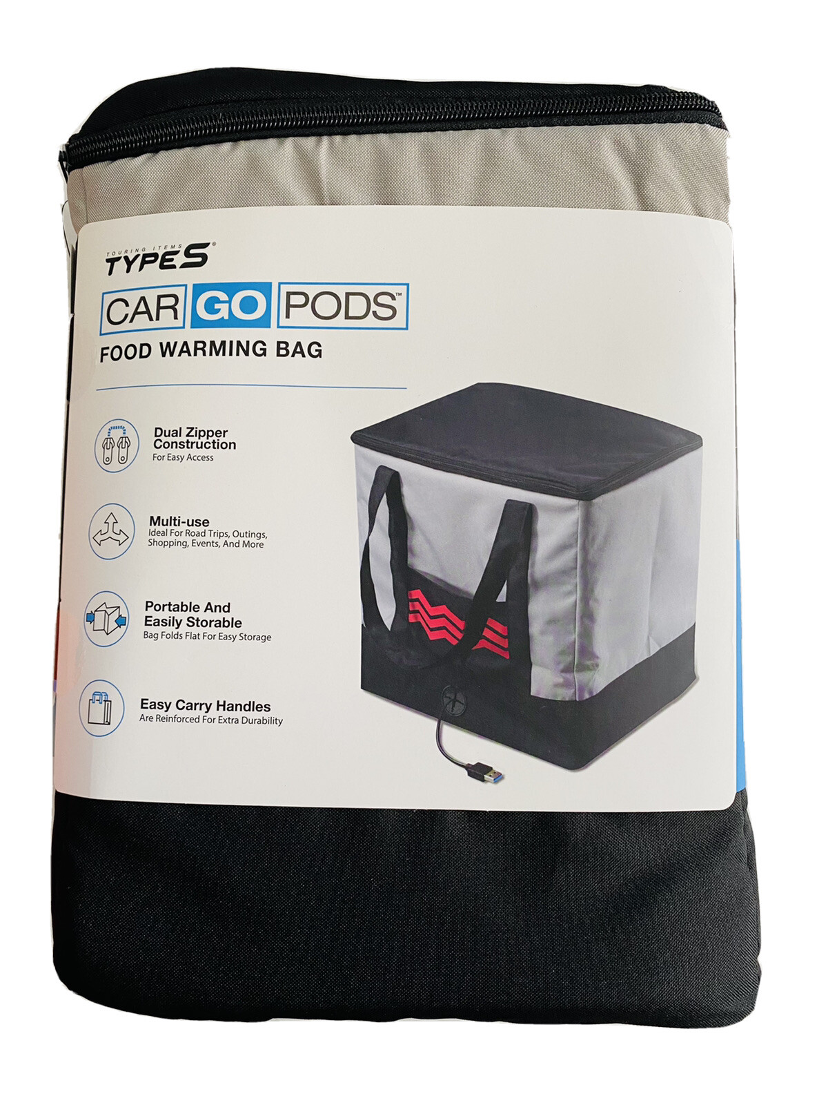 Car Go Pods USB Travel Portable Foldable Food Warming Bag Lunch Box ...