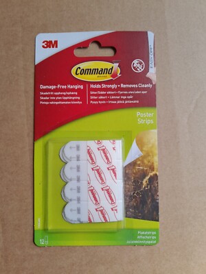 3M Command Adhesive Poster Strips 12 Pieces (17024 ) 696227046893 | eBay UK