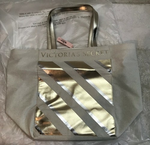 Victorias Secret Silver White Gold Love Victoria Tote Bag NEW with Tags ...
