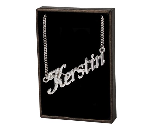 18K White Gold Plated Name Necklace "Kerstin" Christmas Birthday ...
