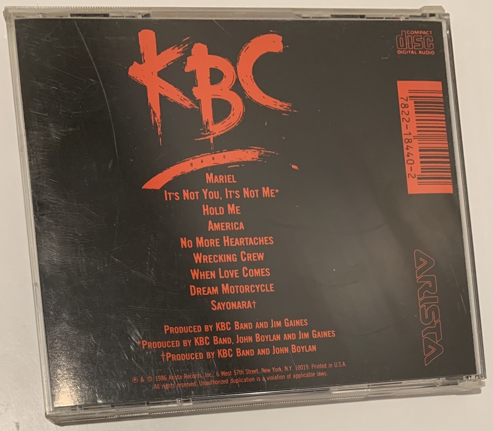 KBC Band CD 1986 Arista Records - Former Jefferson Airplane / Starship ...