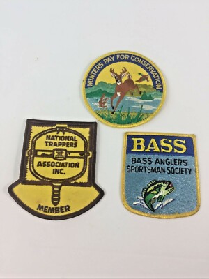 Vintage Patch Lot~ Trappers Association, Bass Anglers, Hunters ...