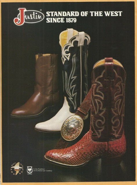 JUSTIN boots . In the Tradition of the American Cowboy - 1982 Vintage ...