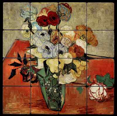 16x16 Roses Backsplash Mural Tumbled Marble Tiles Kitchen Ideas Van ...