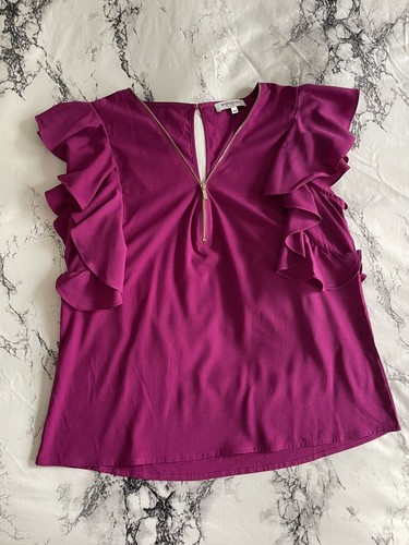 Fluffy sleeves Morgan fuchsia tank top size 42 M | eBay