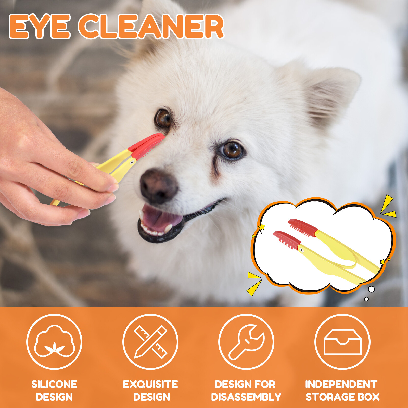 6Pcs Dog Eye Comb Brush 11.8cm Soft Silicone Pet Tear Stain Remover ...