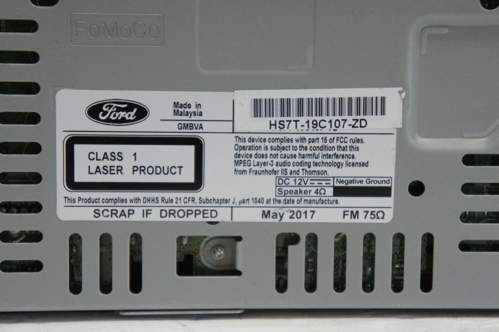 **TESTED** 2018 Ford Fusion Stereo CD MP3 Player Radio HS7T-19C107-ZD ...