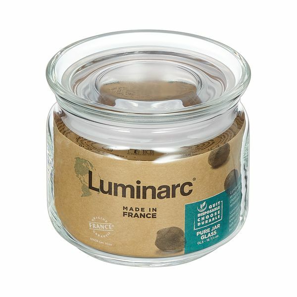 Luminarc PURE Clear Glass Storage Jar Airtight Lid 3 Sizes Food Liquid ...