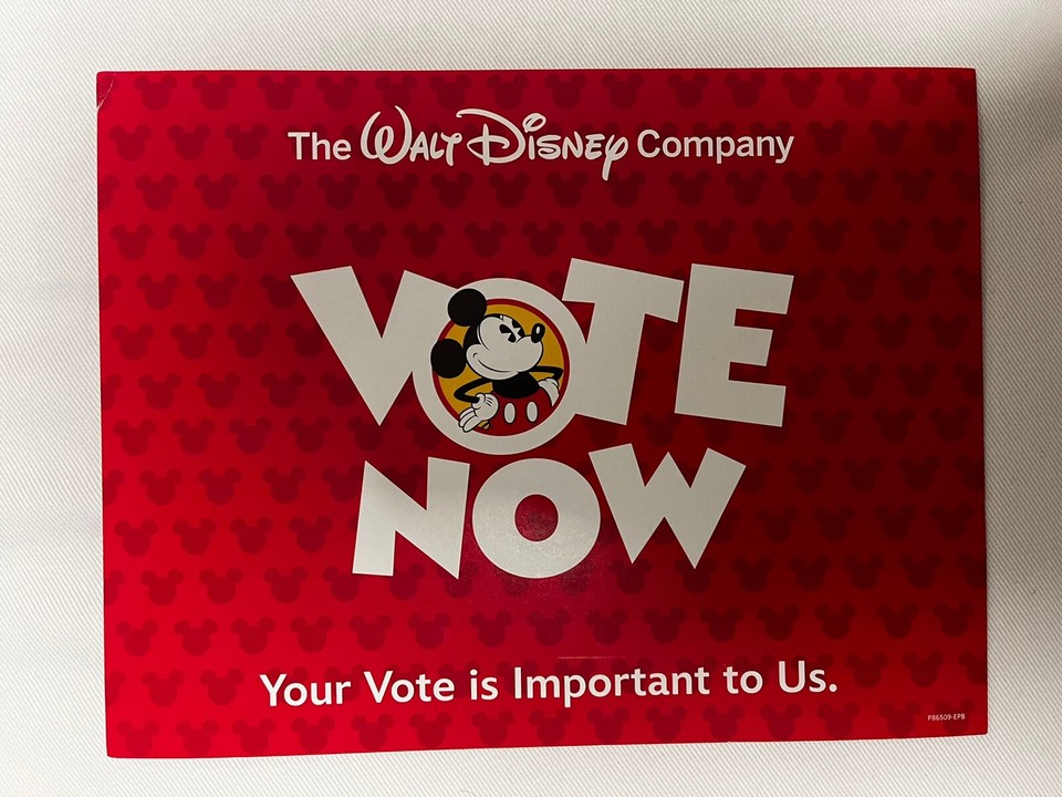 WALT DISNEY COMPANY - MICKEY MOUSE SIGN - VOTE NOW YOUR VOTE IS ...