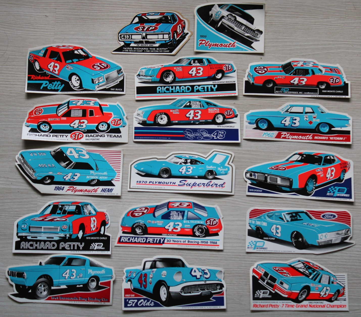 LOT of 17 Richard Petty #43 STP Stickers Pontiac Buick Monte Carlo ...