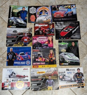 (13) NHRA Drag Racing Promo Cards LOT Few Signed Brittany Force Austin ...