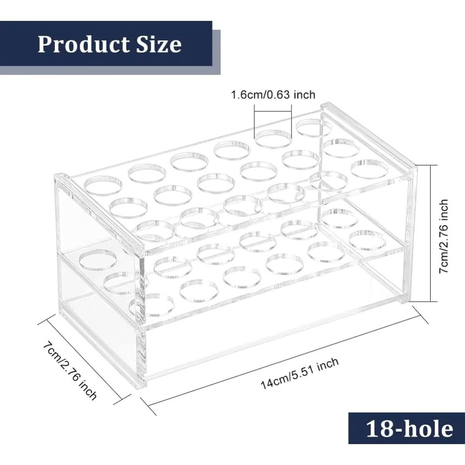 Test Tube Rack 18 Sockets Clear Acrylic Holder Centrifuge Lab | eBay