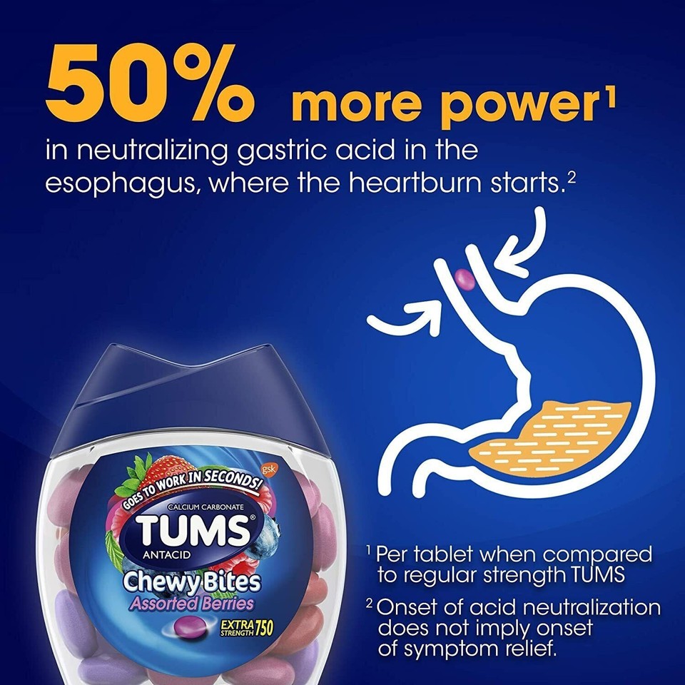 TUMS Extra Force 750 à Croquer Assorti Baies 32 Touche Expire 06-2026 ...