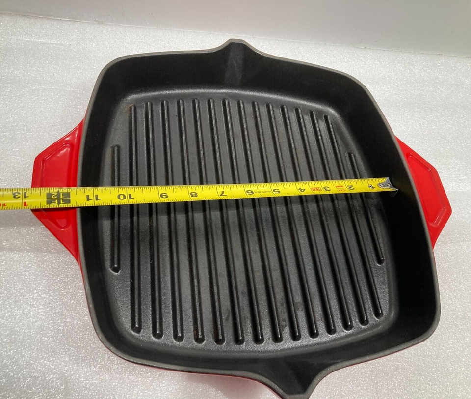 Enameled Cast Iron 12 inch Grill Pan Red France | eBay