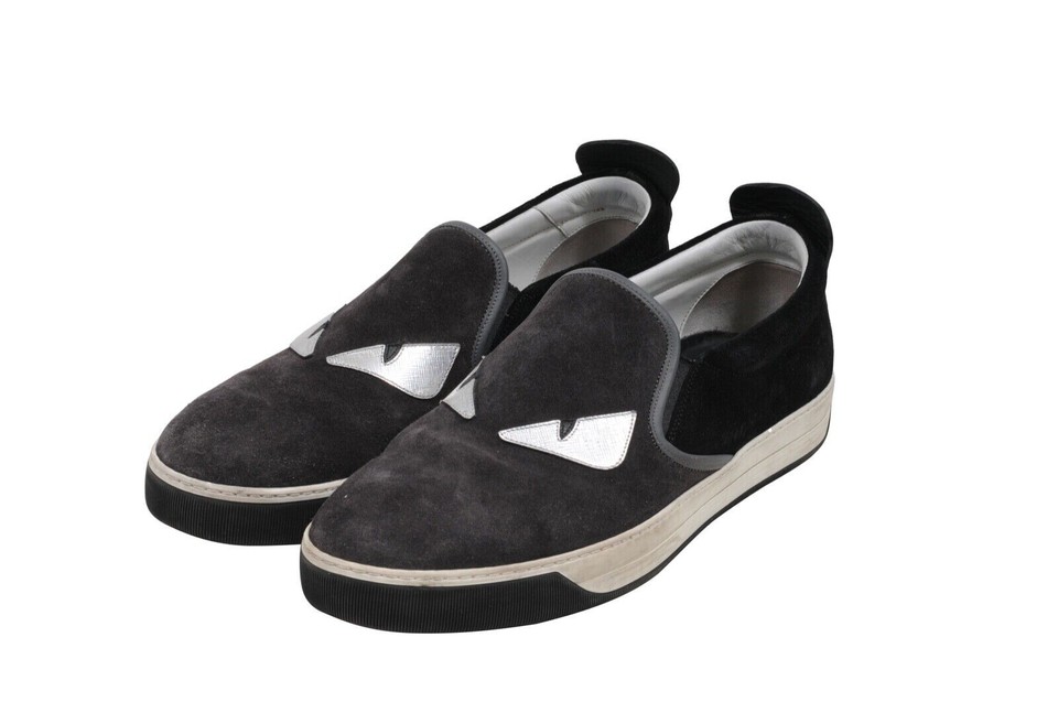Fendi Mens Monster Eyes Sneakers UK10 US11 EU44 Grey Suede Silver Spike ...