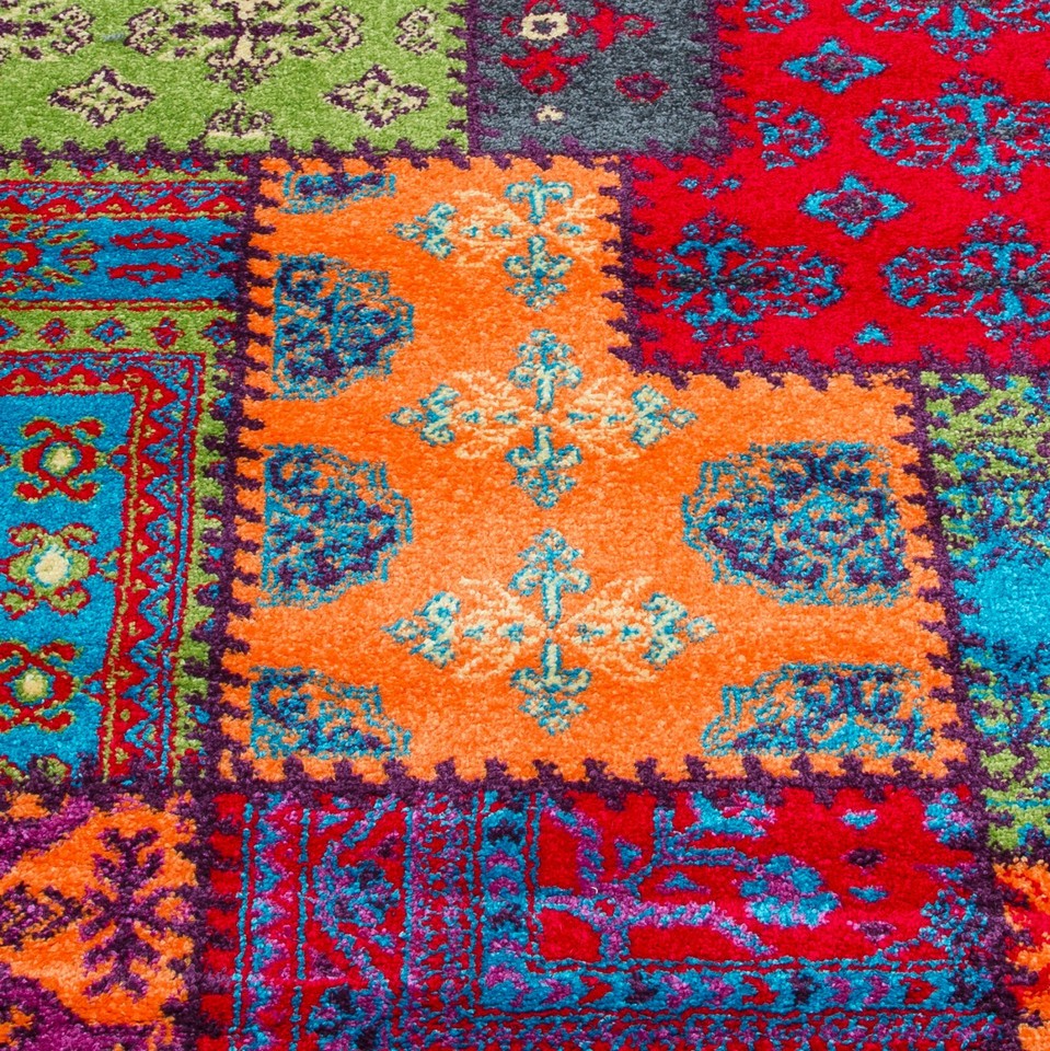 Multi Coloured Rugs Runners Carpet Rainbow Design Mat Hand Carved ...