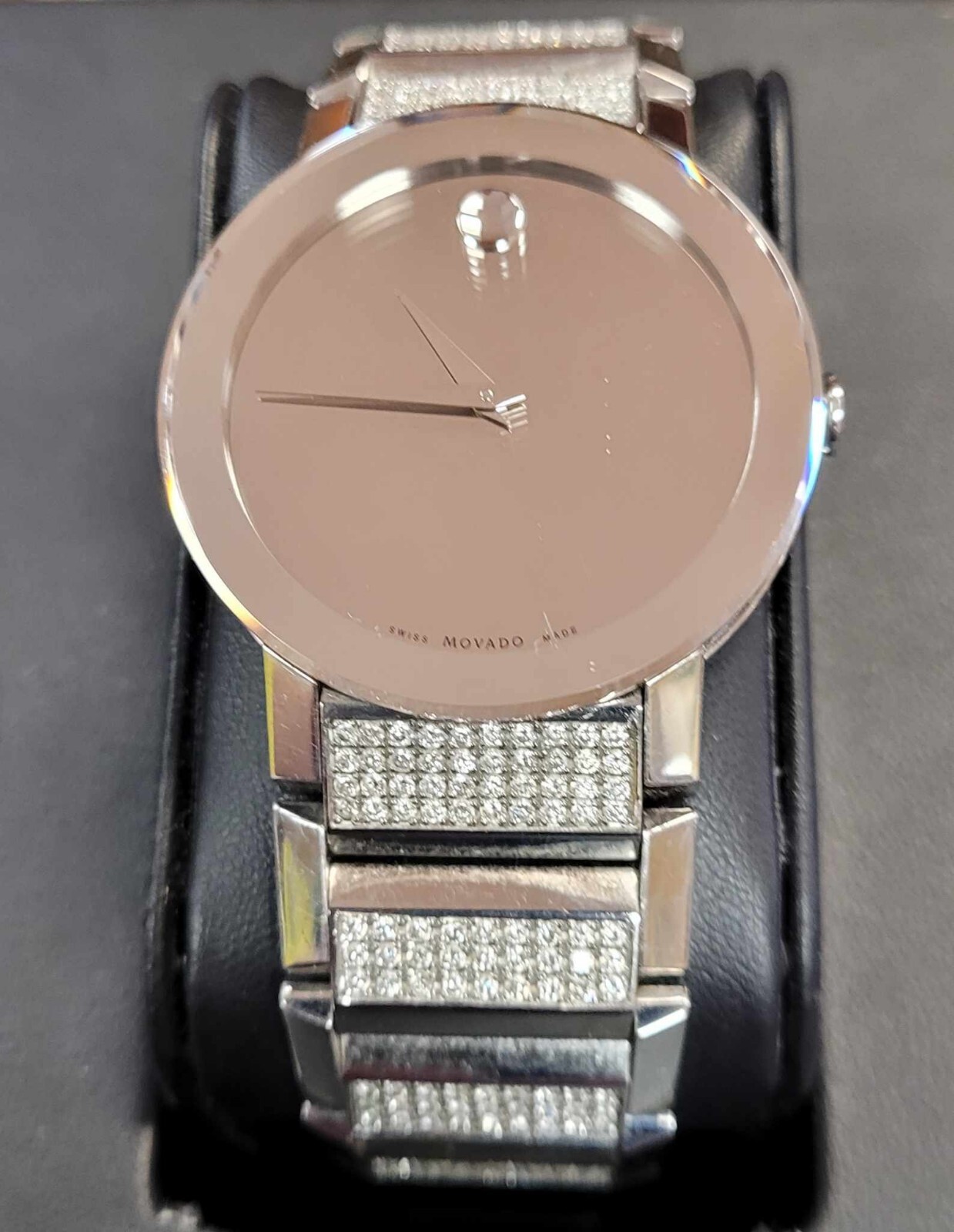 Movado Men's Sapphire Mirror Watch SS Band w/ 242 Diamonds - Approx ...