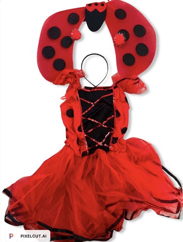 Ladybird Costume Size Medium 7-9 With Wings Headband Girls Book Week ...