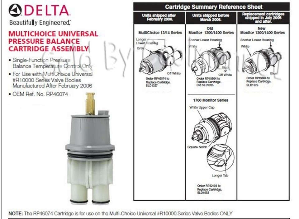 NEW! GENUINE Delta RP46074/46074 MultiChoice 13/14 series Tub/Shower ...