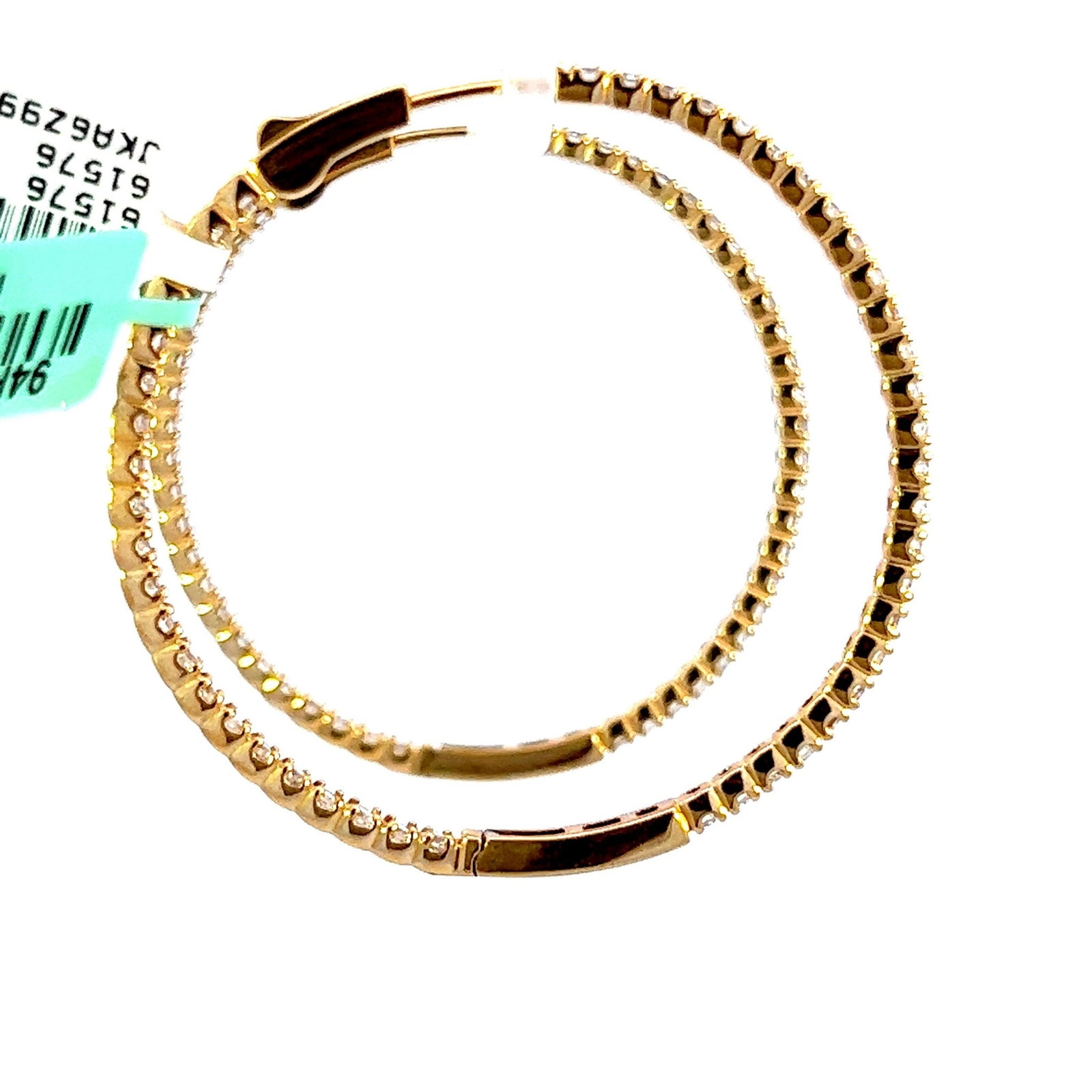 14K YELLOW GOLD WOMENS DIAMOND HOOP/LOOP EARRING ROUND BRILLIANT CUT 3 ...