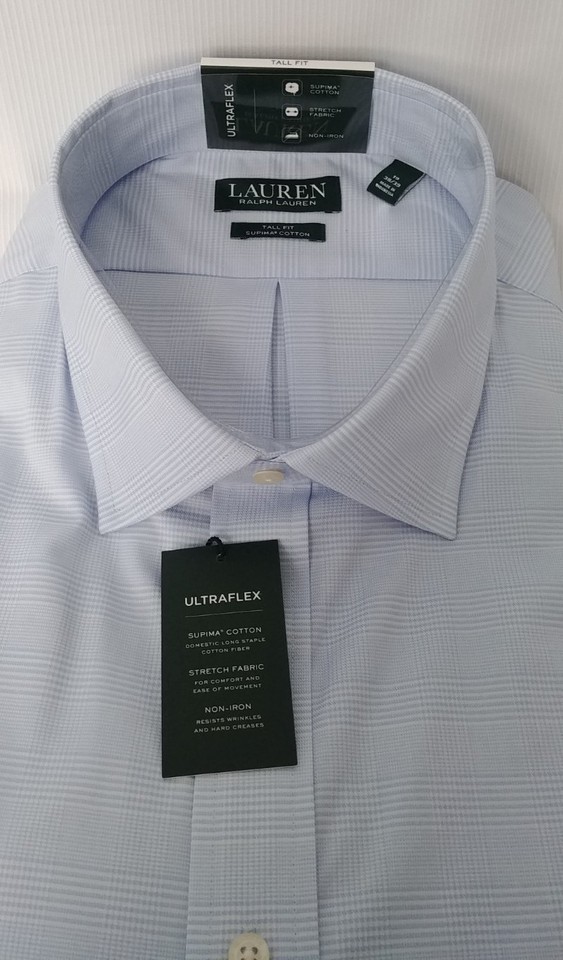 Lauren by Ralph Lauren men's Non-Iron Long Sleeve Dress Tall Fit Blue ...