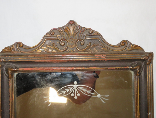 Antique Wall Mirror Etched Glass in Ornate Wood Frame | eBay