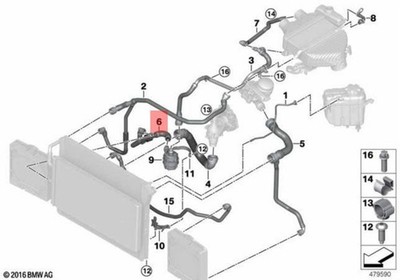 2014-2018 BMW F80 F82 F83 M3 M4 Radiator Coolant Pump Line Hose ...