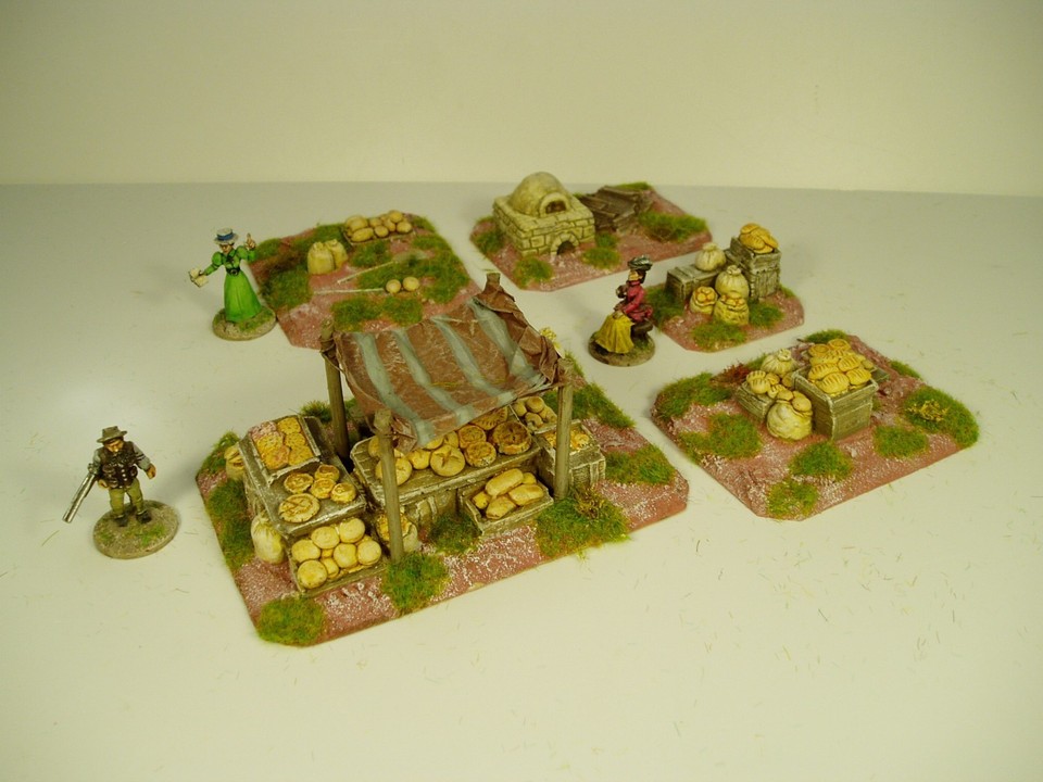 28MM MARKET STALL SET BAKERS BAKERY PAINTED COLONIAL SCATTER TERRAIN ...