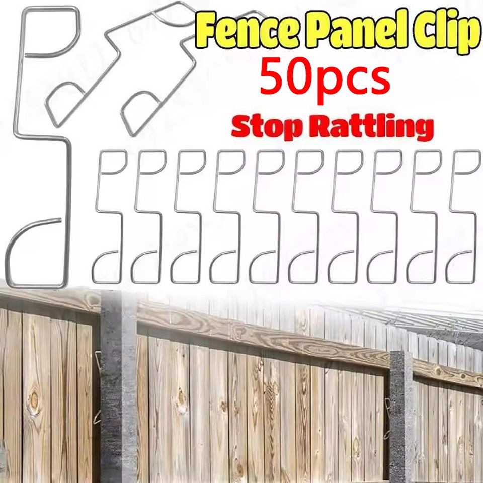50X Fence Panel Anti Rattle Clips Garden Wind Protector Metal Grips ...