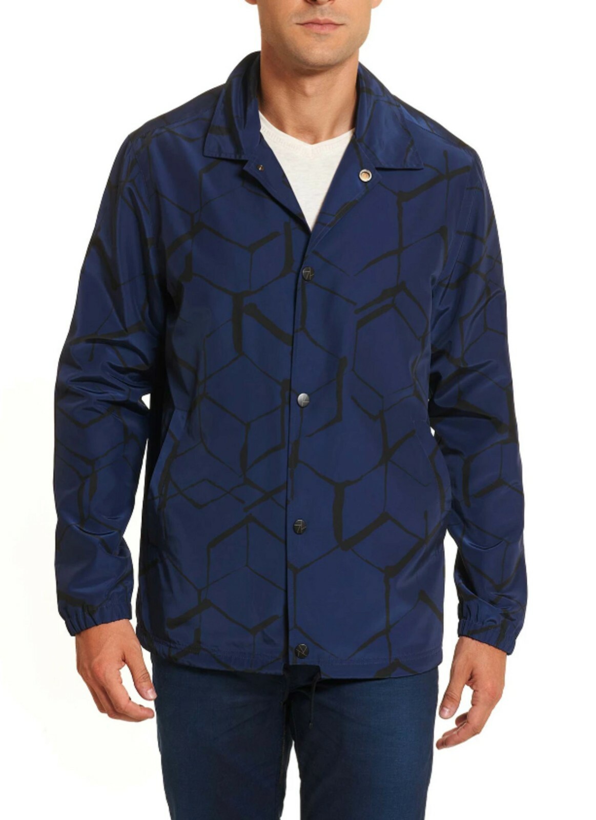 Robert Graham Men's Navy Lightweight Pattern Soren Woven Button Snap ...