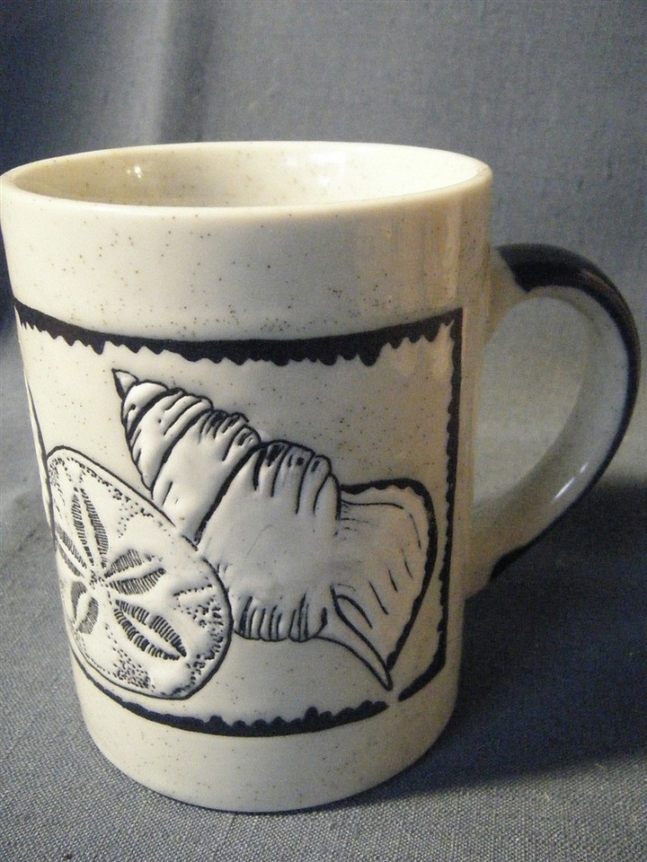 Collectible Blue & Speckled Grey Sea Shell Coffee Mug Cup Ceramic | eBay