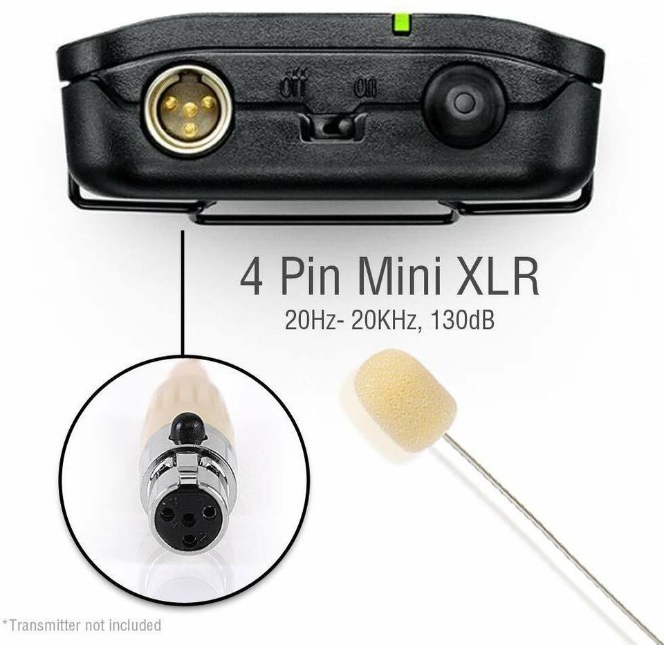 Single Earhook Headset Mic Headworn Microphone for Shure 4 pin Mini XLR ...