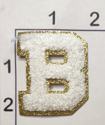 White 2" Letter "B" Patch Embroidered Chenille Iron on Alphabet | eBay