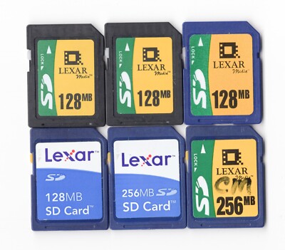 Lot Of 6x Lexar 128MB / 256MB MEGABYTE SD Camera Memory Cards | eBay