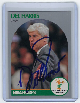 1990 BUCKS Del Harris signed Card NBA Hoops #319 AUTO Autographed COACH ...