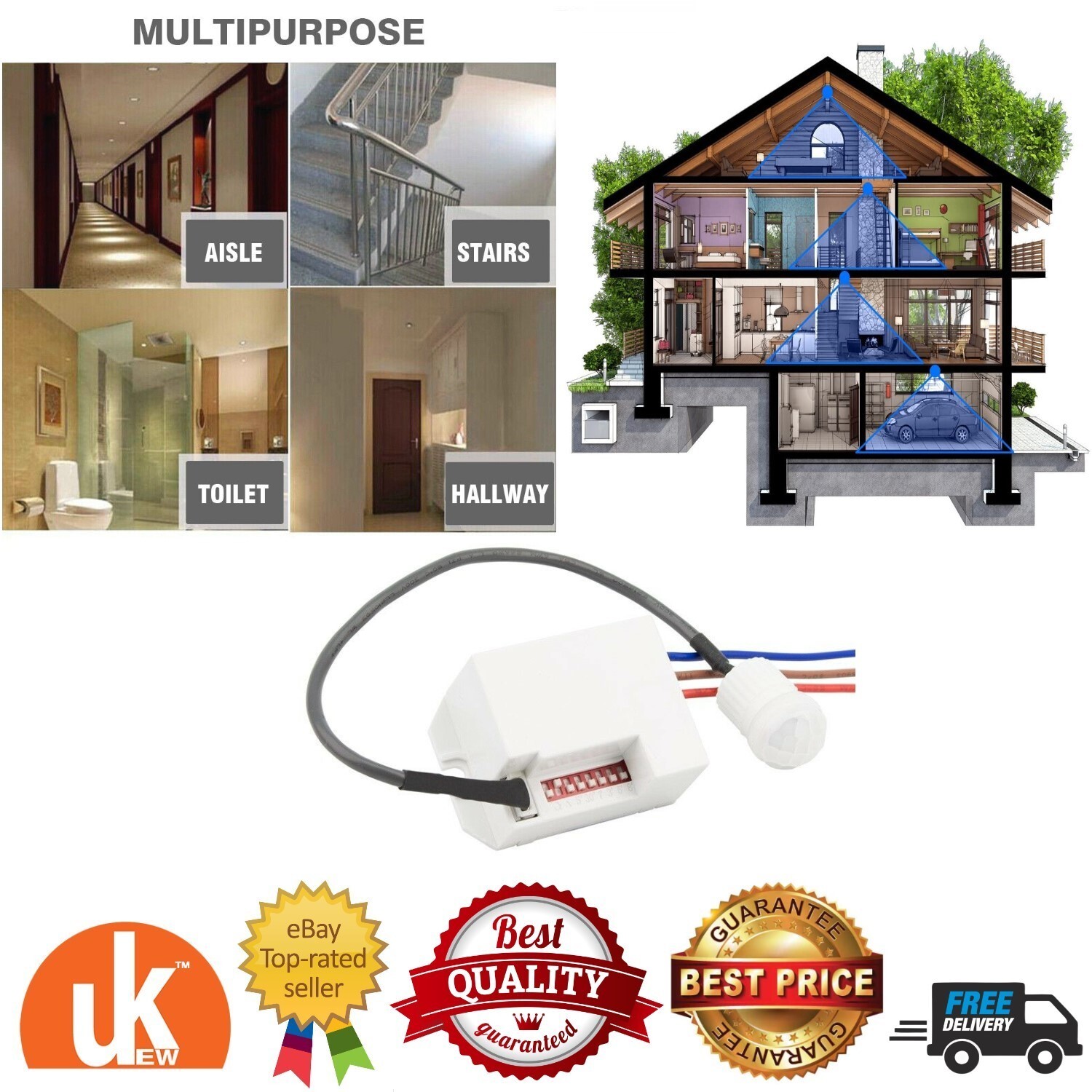 Mini PIR Motion Sensor 360° Detector | Grelly UK