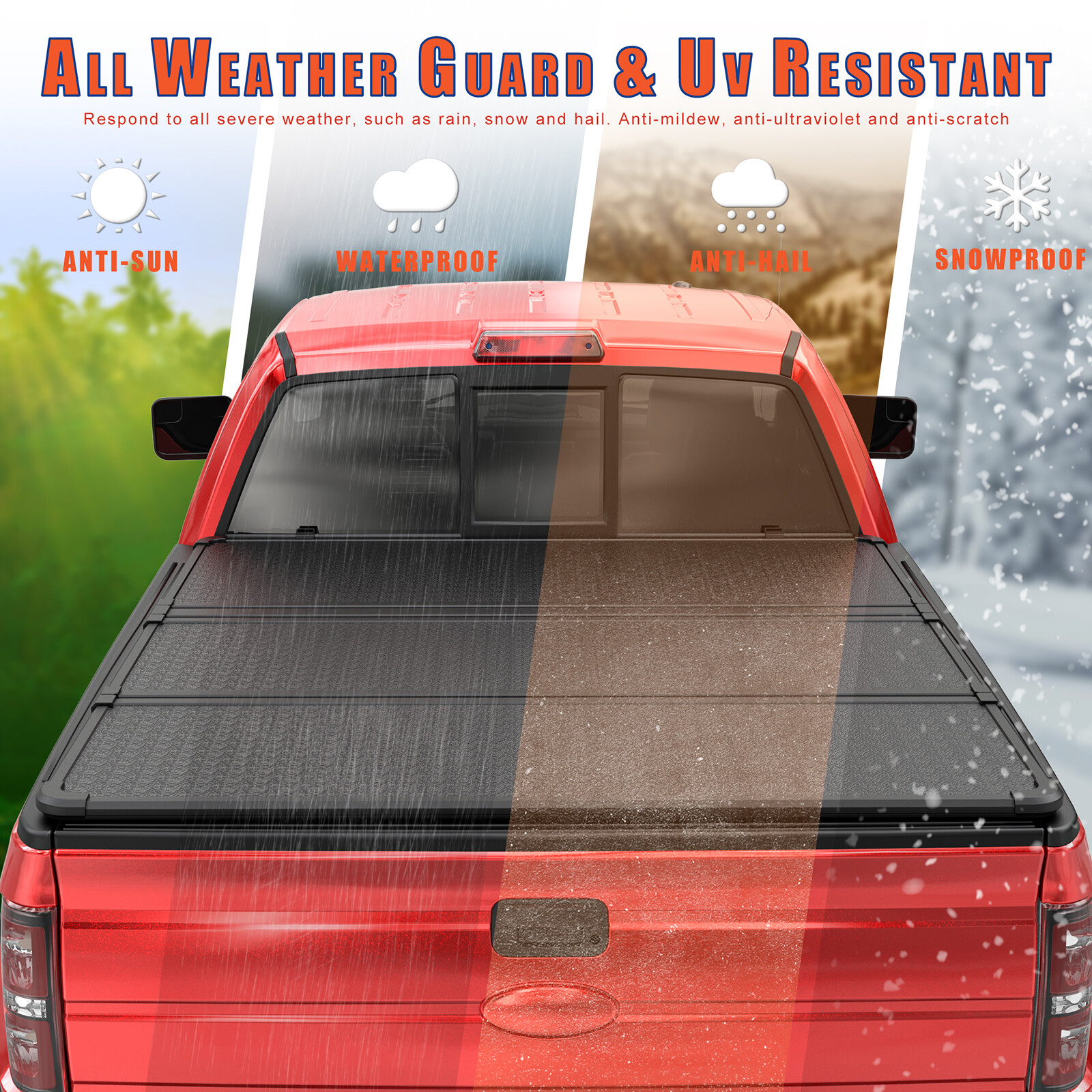 4.5/4.6FT Hard Solid Tonneau Cover 3-Fold For 2022-2024 Ford Maverick ...