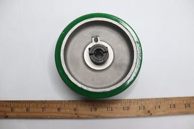 Tread on Cast Iron Keyed Drive Wheel Green Polyurethane 1-1/2" x 5" x 1 ...