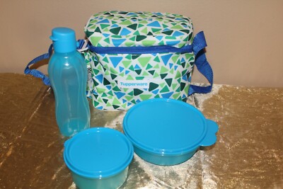 New Tupperware Lunch Bag Set with Beautiful Aqua Color 4 piece set | eBay
