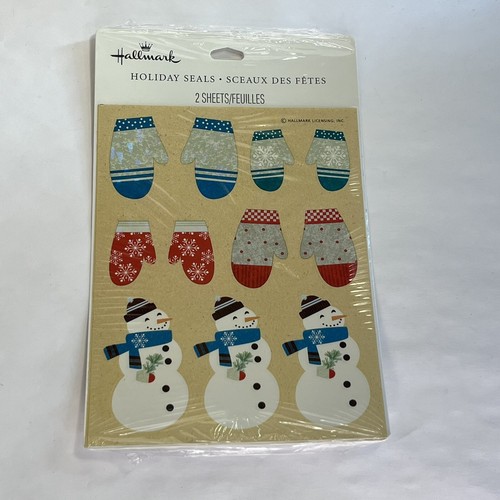 Hallmark Holiday Seals Christmas Stickers Mittens Snowman Snowmen Prism ...