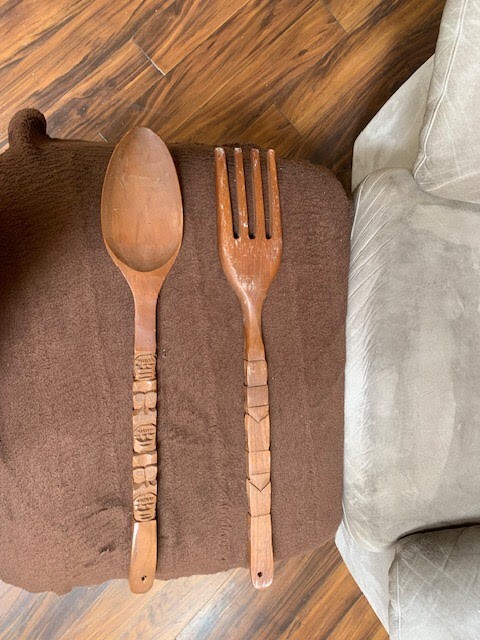Vintage Hand Made Rare Fork and Spoon Wood Handle Rustic Farmhouse | eBay