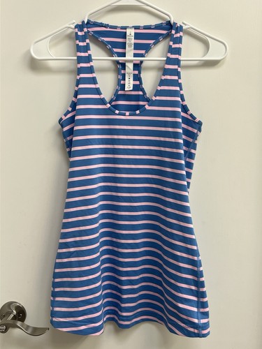 Lululemon Cool Racerback Size 6 Blue Pink Stripe Luxtreme Rare Color | eBay