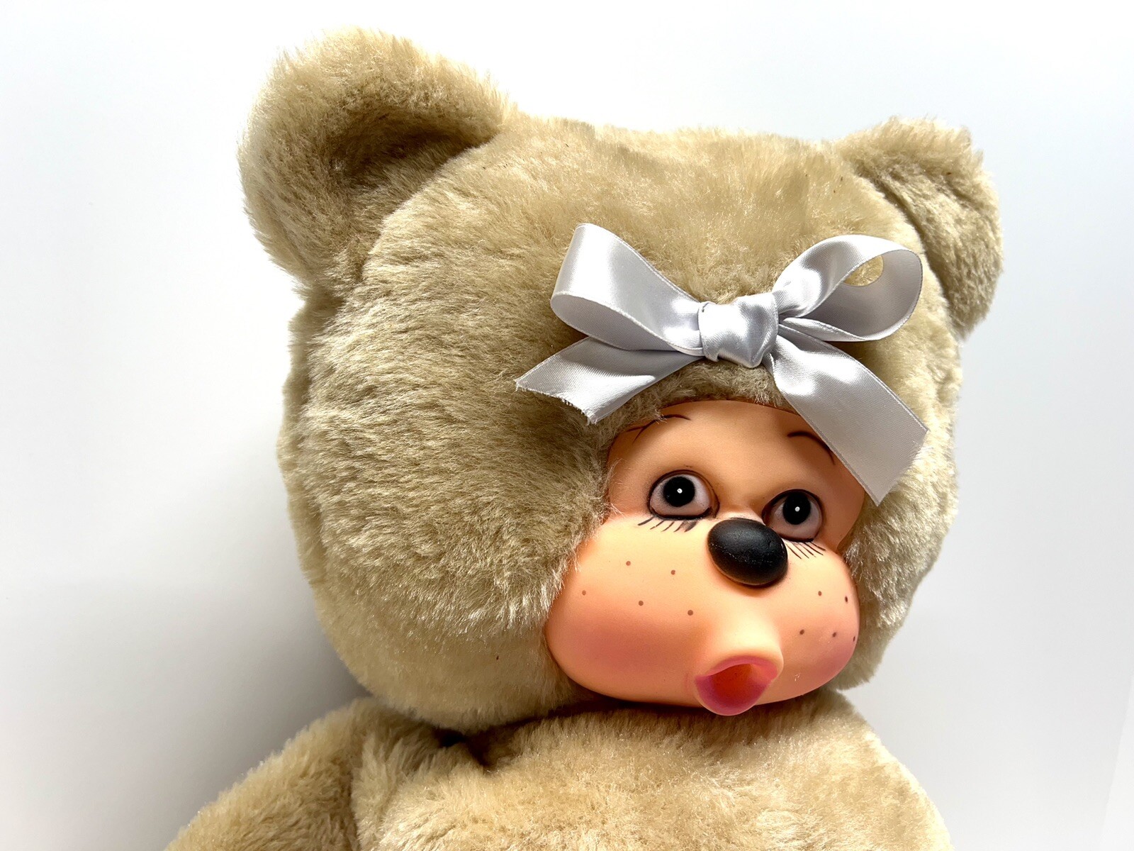 70’s Monchhichi Type Thumb Sucking Tan Bear Rubber Face Plush 24 ...