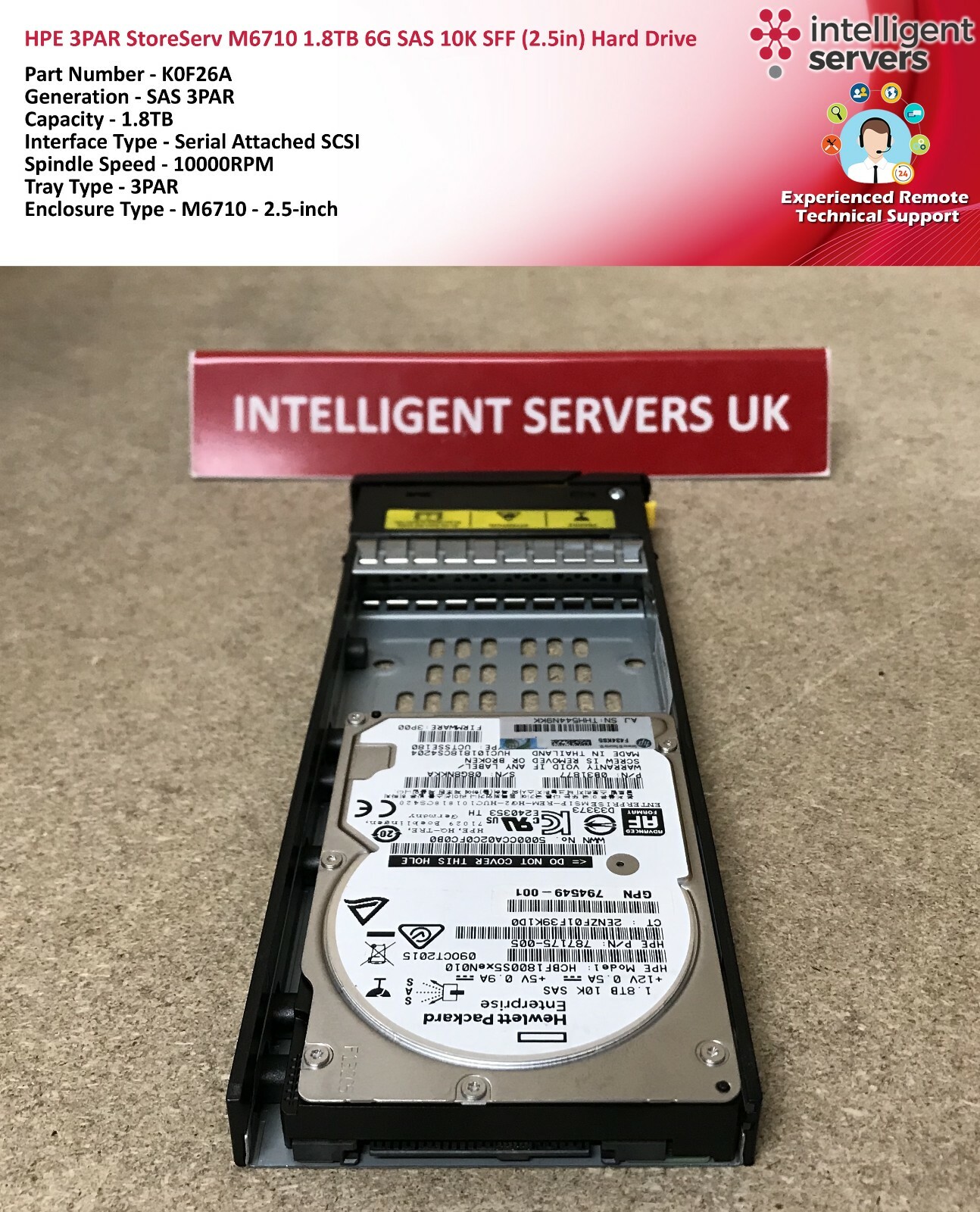 HPE 3PAR StoreServ M6710 1.8TB 6G SAS 10K SFF (2.5in) Hard Drive ...