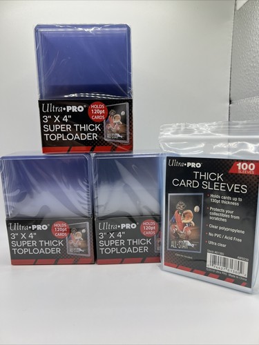 Ultra Pro 3X4 Thick Toploaders 120pt Point 3 Packs of 10 AND 100 Thick ...
