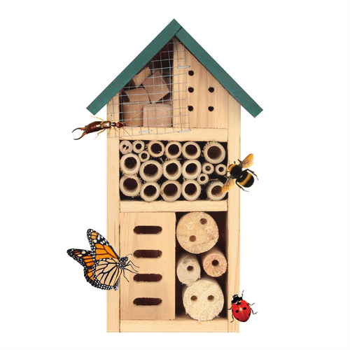 Wooden Large Insect House Natural Wood Bee Hotel Shelter Garden Nest ...