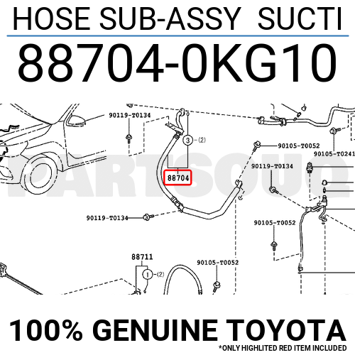 887040KG10 Genuine Toyota HOSE SUB-ASSY SUCTI 88704-0KG10 | eBay